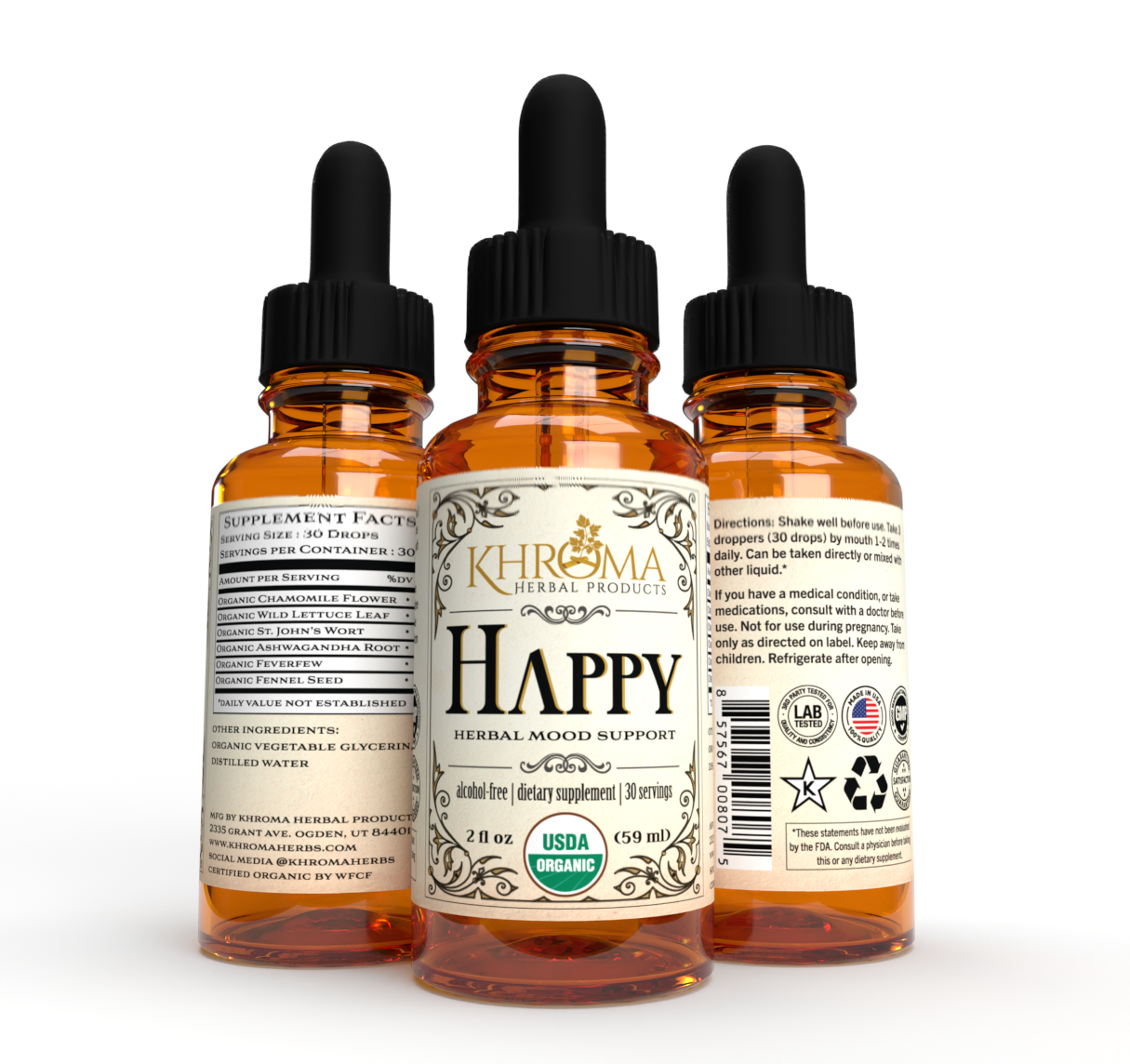 HAPPY - Organic Mood Enhancer – Khroma Herbal Products